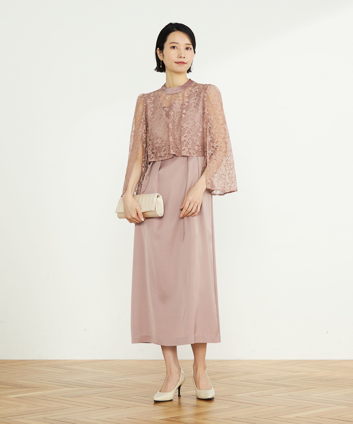 REPLETE（カーキ（黄褐色））のレンタルドレス 92｜結婚式・二次会向けのパーティードレスレンタル